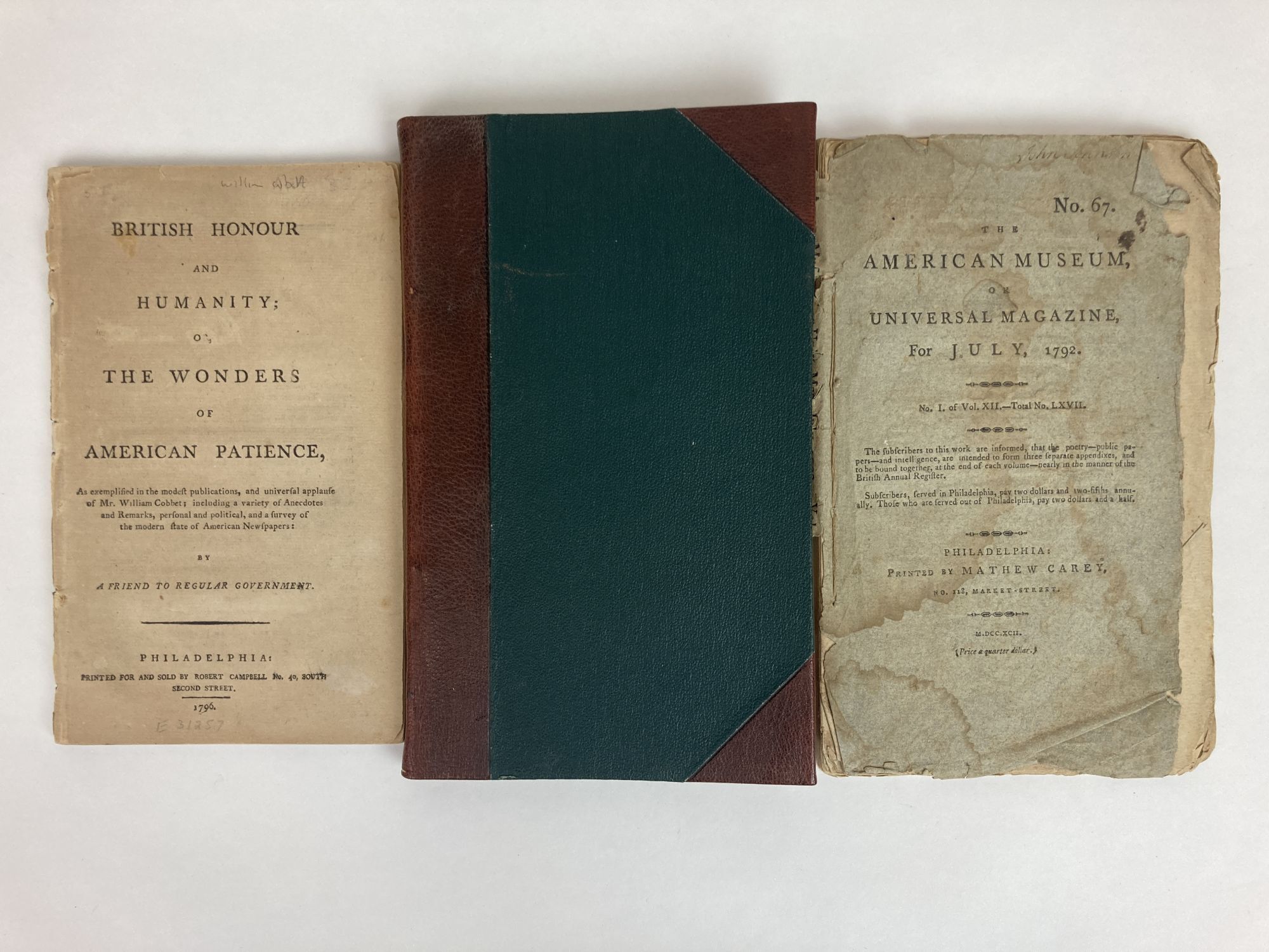 MATHEW CAREY COLLECTION ONE BOOK AND TWO PAMPHLETS | Mathew Carey ...