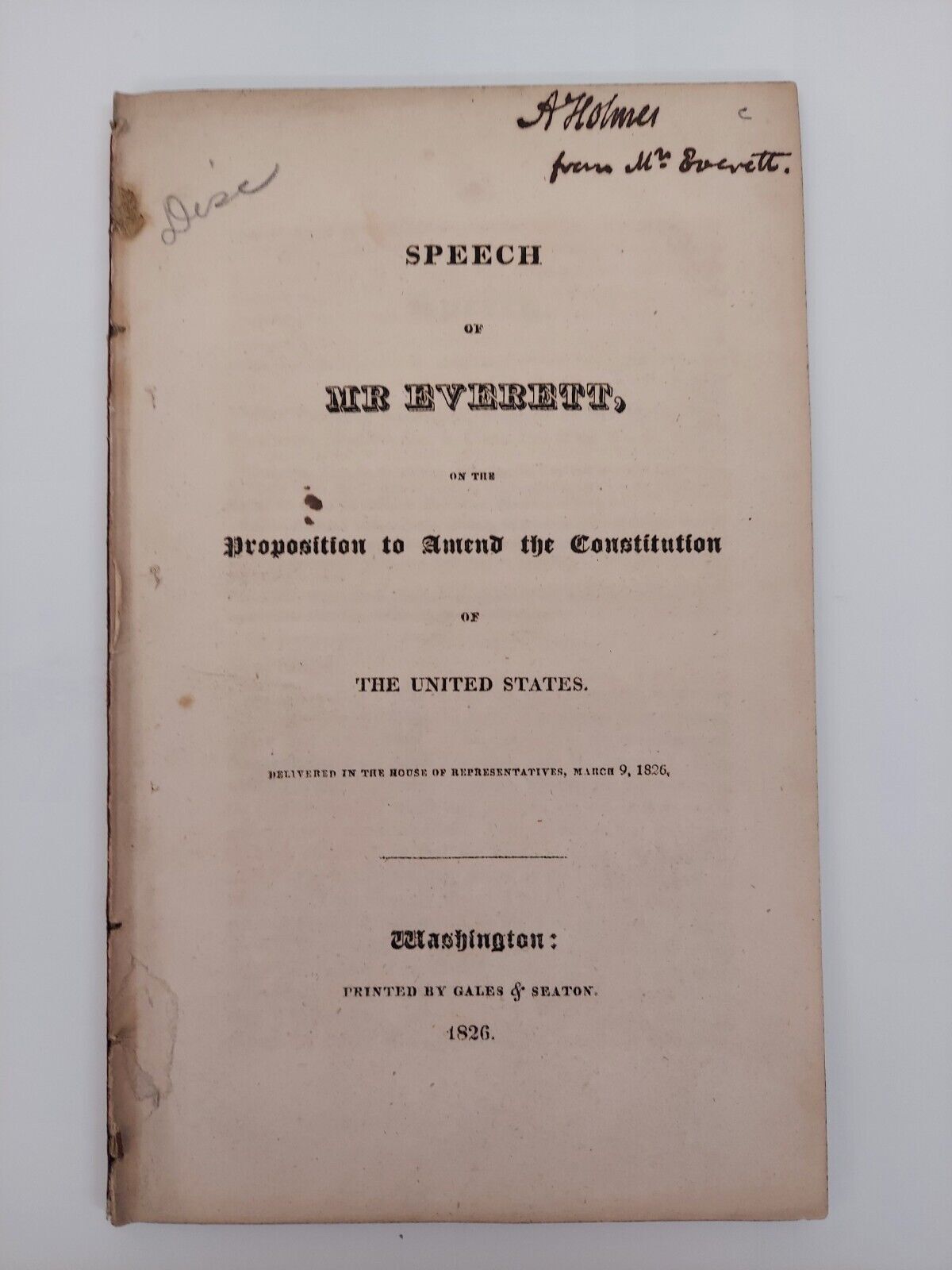 3 1826 DOCUMENTS ON PROPOSED AMENDMENT TO THE CONSTITUTION SIGNED ...