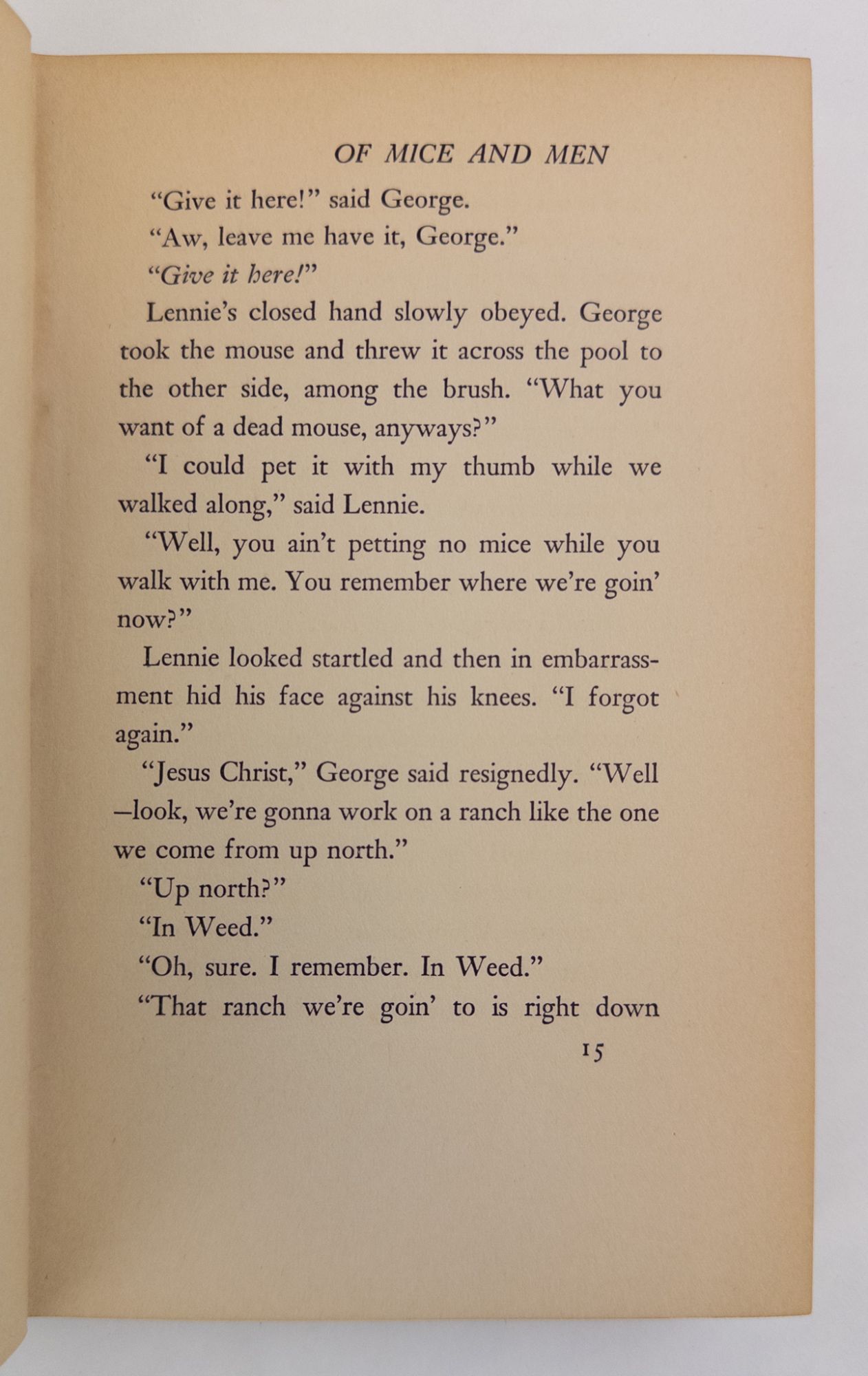 OF MICE AND MEN | John Steinbeck | First Edition, Second State