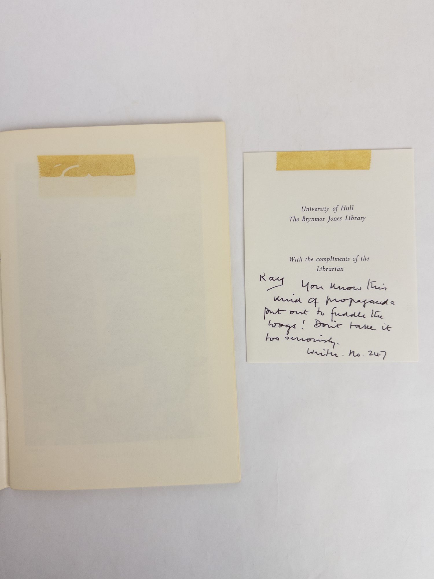 PHILIP LARKIN Autograph note signed | Alan Brownjohn, Ian Scott-Kilvert ...