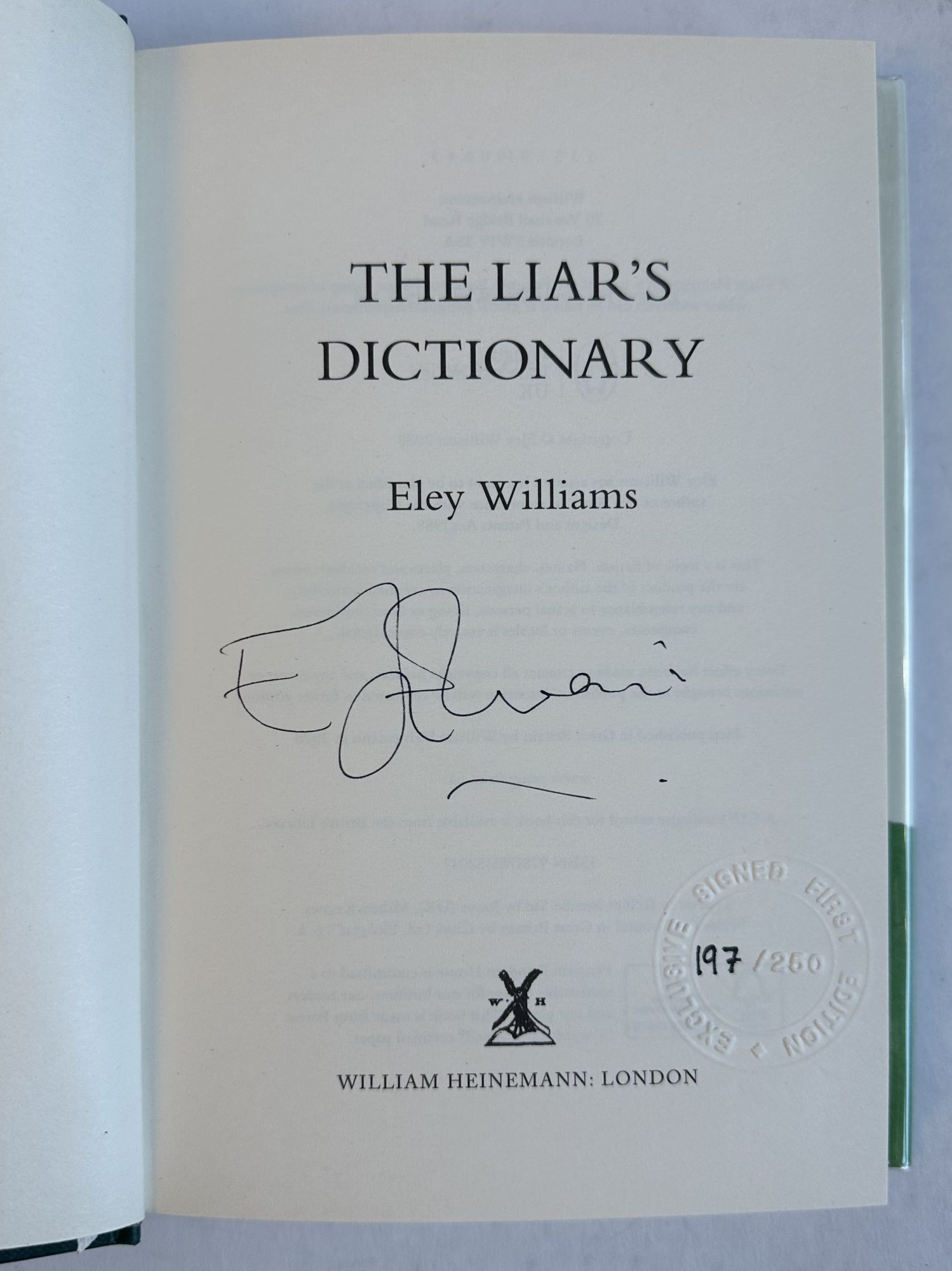 THE LIAR'S DICTIONARY Signed | Eley Williams | First Edition, First ...